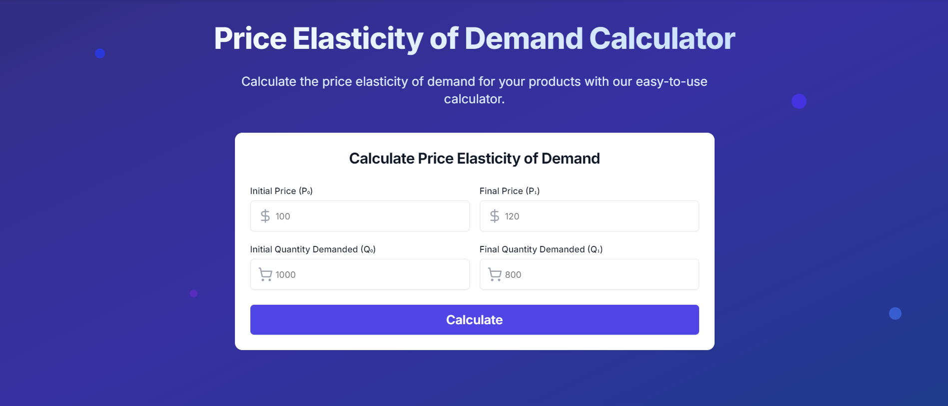 Price Elasticity of Demand Calculator: Calculate PED Online
